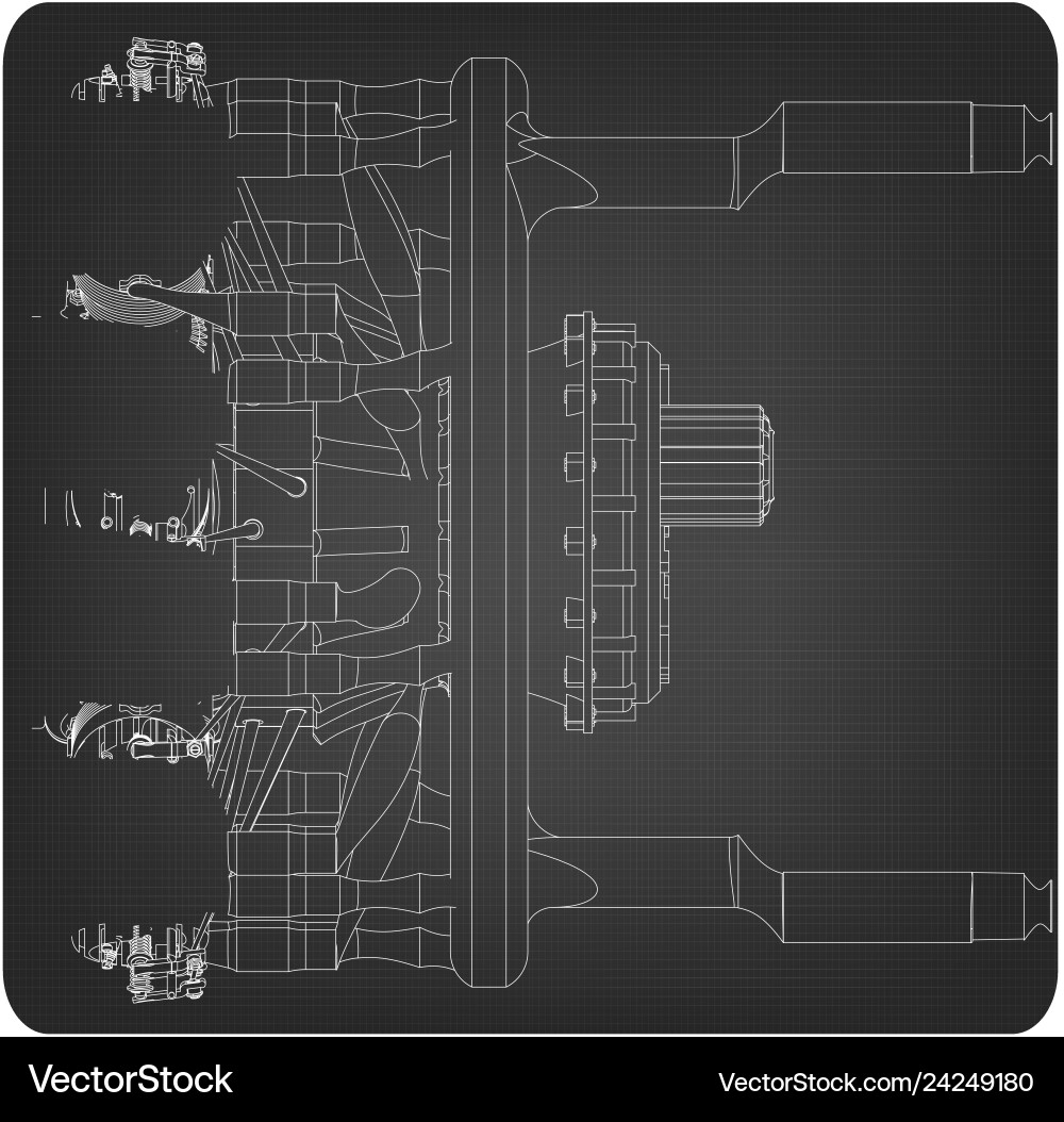Radial engine on a gray Royalty Free Vector Image