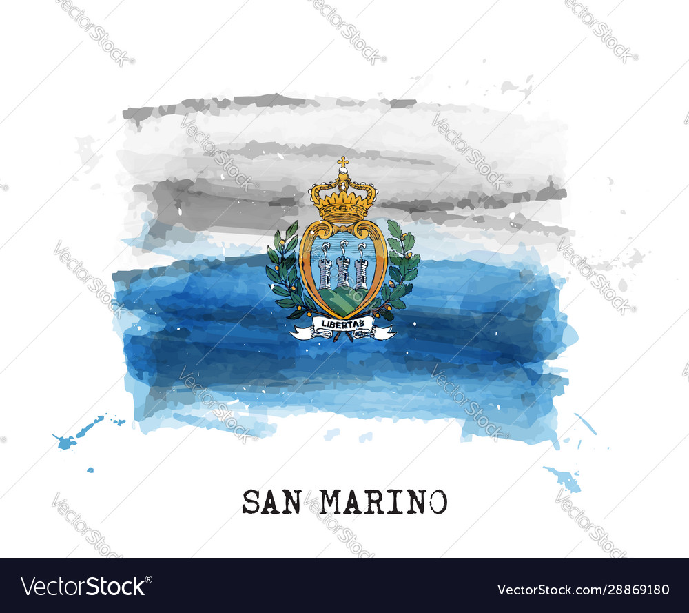 Realistic watercolor painting flag san marino Vector Image