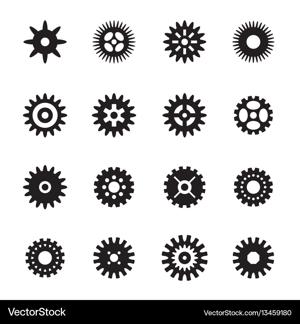 Set of black gears Royalty Free Vector Image - VectorStock
