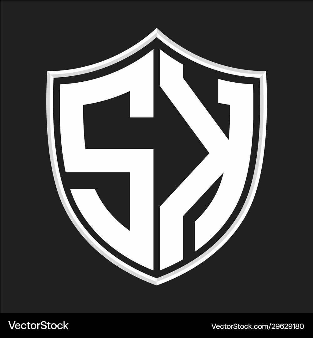 Sk logo monogram with shield shape isolated Vector Image