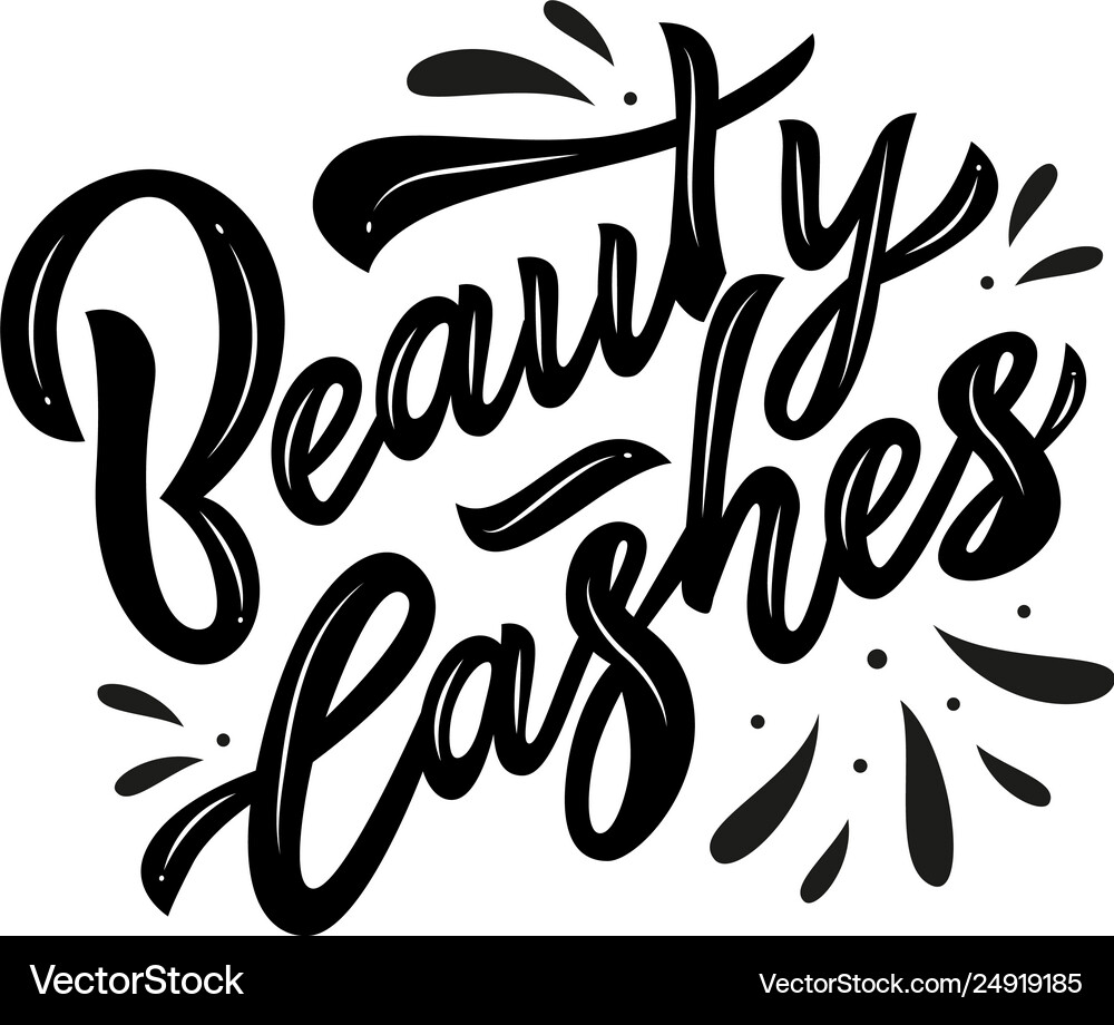 Beauty lashes hand calligraphy lettering Vector Image
