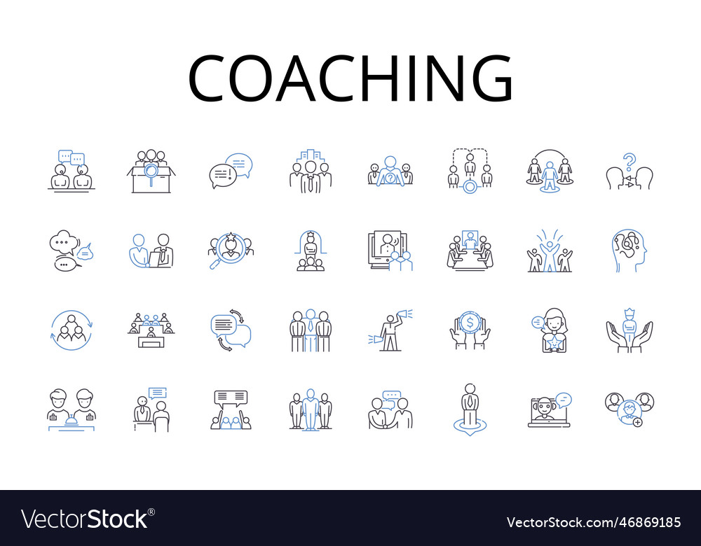 Coaching line icons collection mentoring guiding Vector Image Coaching line icons collection mentoring guiding Vector Image