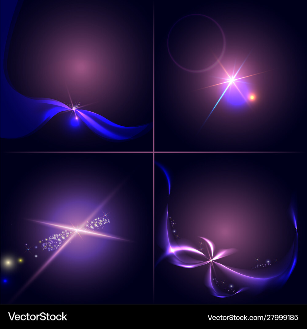 Colored effects sparkles sun glare and lens Vector Image