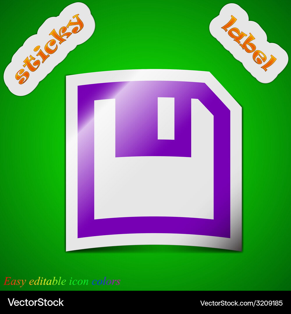 Floppy icon sign symbol chic colored sticky label Vector Image