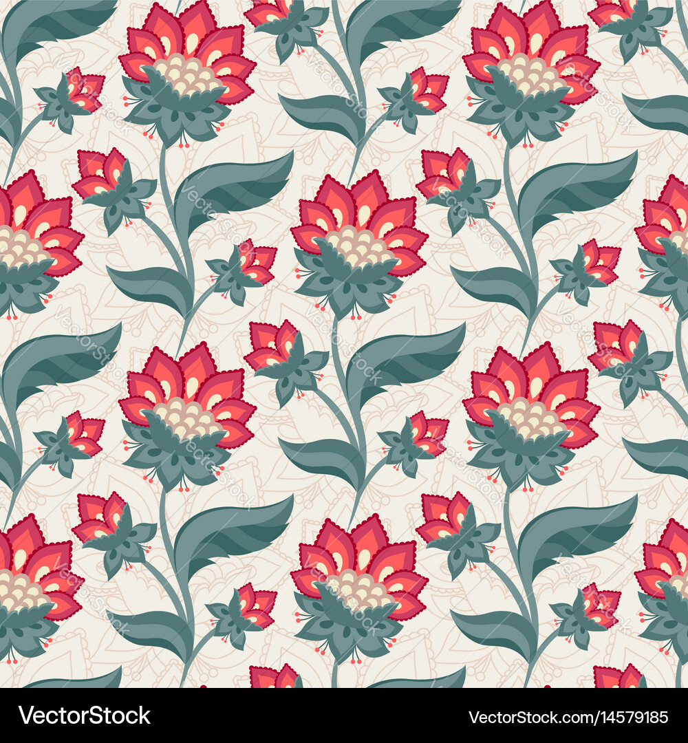 Floral seamless pattern jacobean style flowers Vector Image