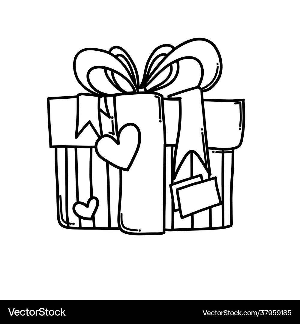 Gift doodle icon drawing sketch hand drawn Vector Image