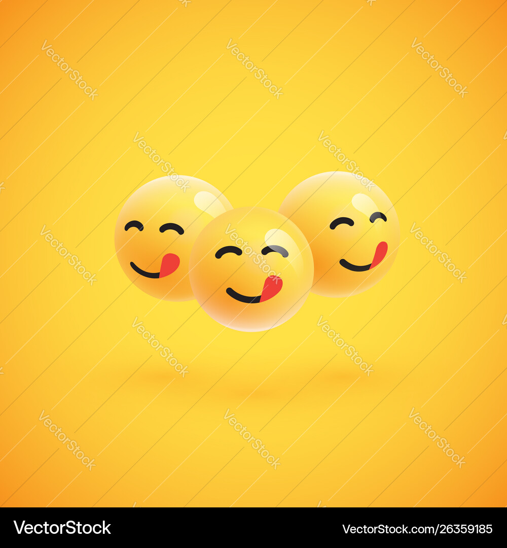 Group high detailed yellow emoticons Royalty Free Vector