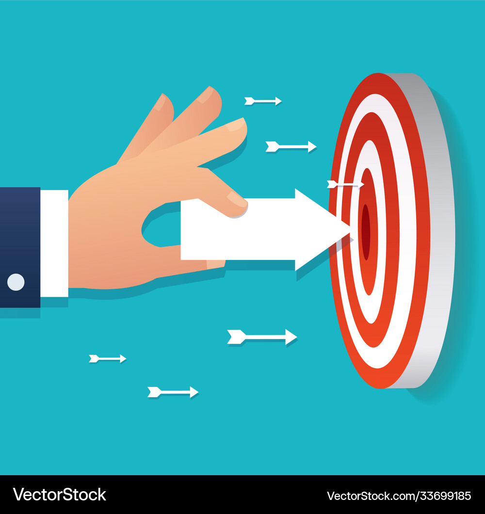 Hand holding arrow icon point to target archery Vector Image