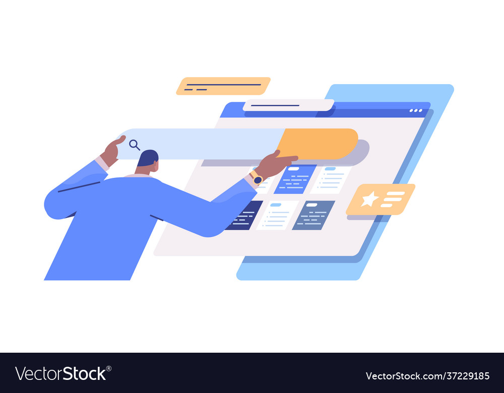 Man Developer Creating Website Ui Interface Web Vector Image