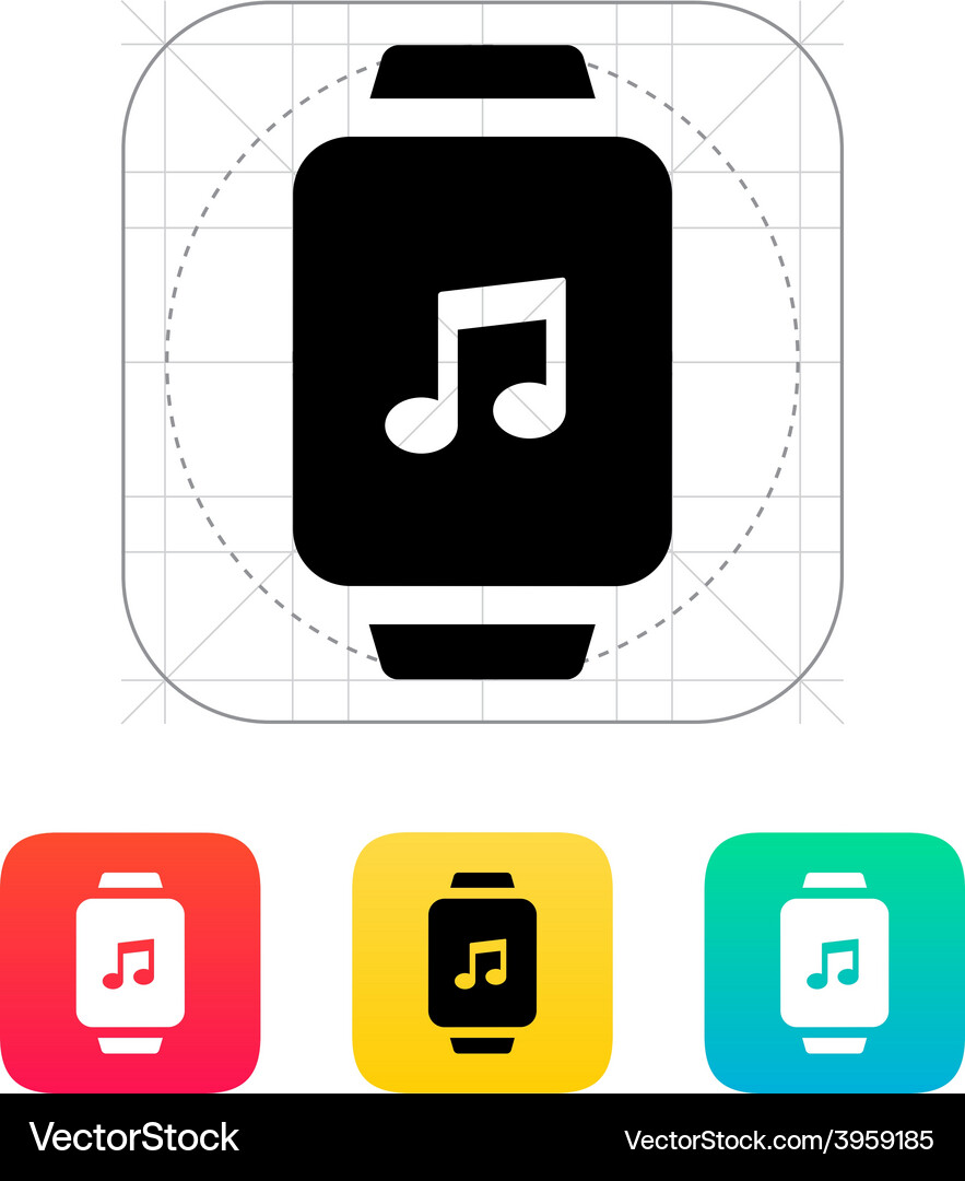 Music on smart watch icon Royalty Free Vector Image