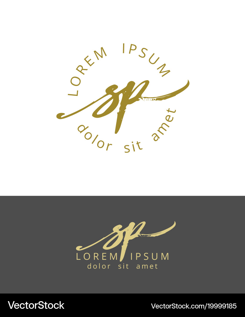 S p handdrawn brush monogram calligraphy logo Vector Image