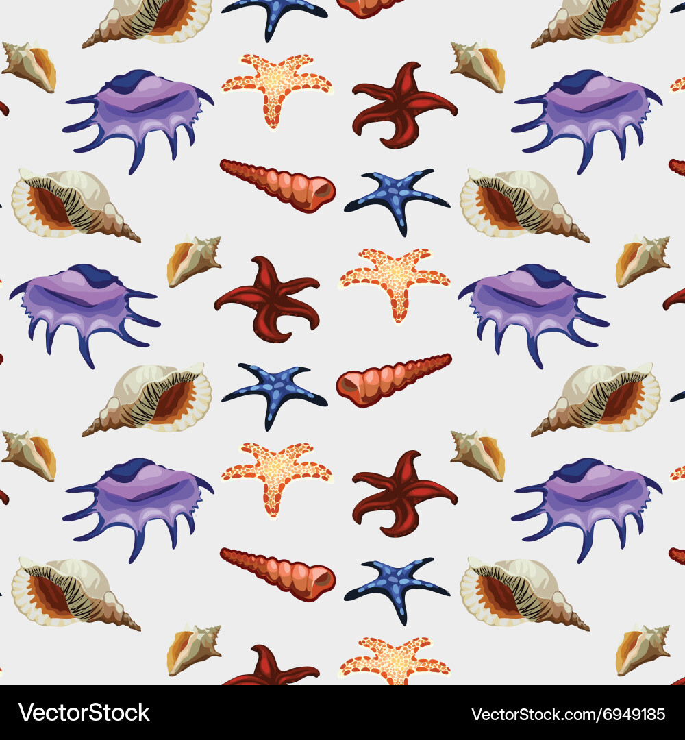 Set of shellfish and sea creatures Royalty Free Vector Image