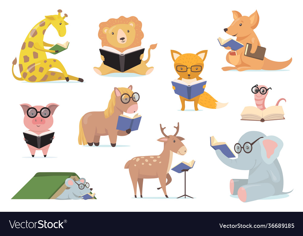 Animals Reading Clip Art