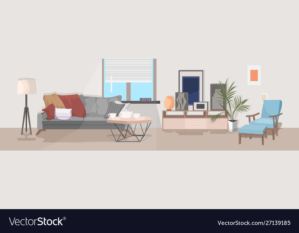 Stylish home modern living room interior empty no Vector Image