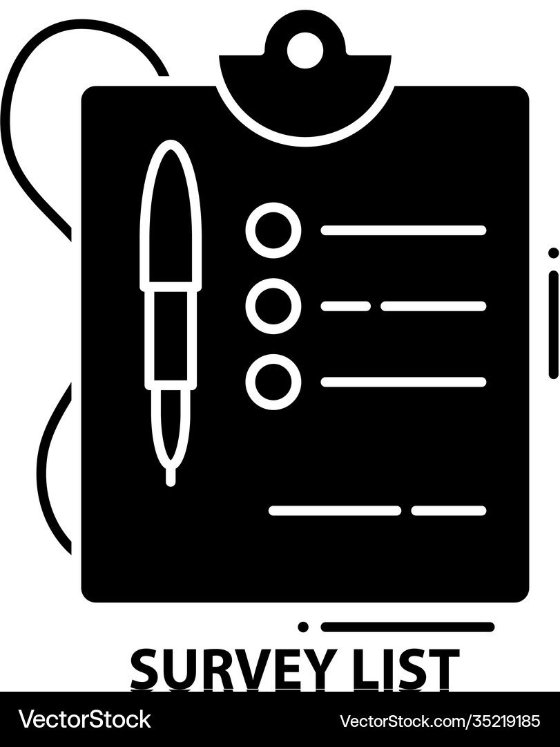 Survey list icon black sign with editable Vector Image