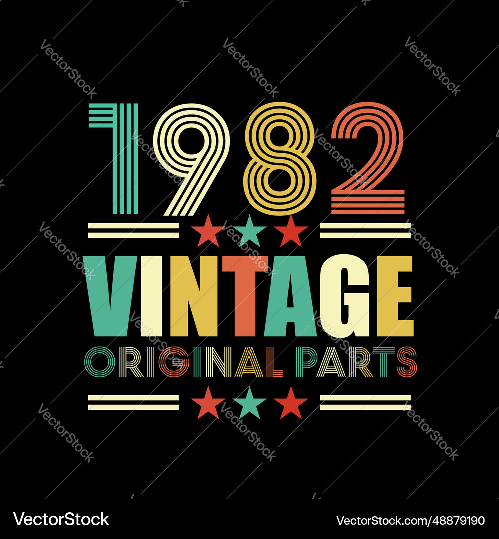 1982 vintage retro t shirt design Royalty Free Vector Image