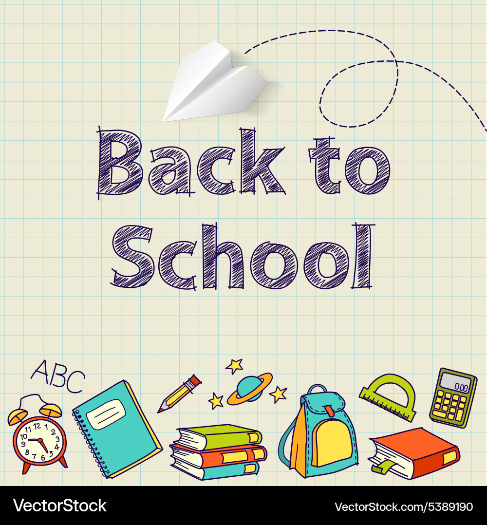 Back to school text end doodle Royalty Free Vector Image