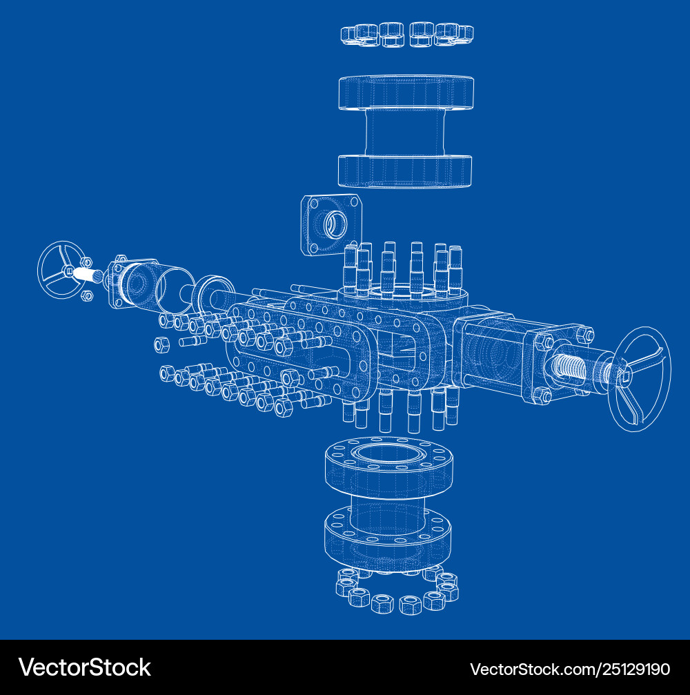 Blowout preventer rendering 3d Royalty Free Vector Image