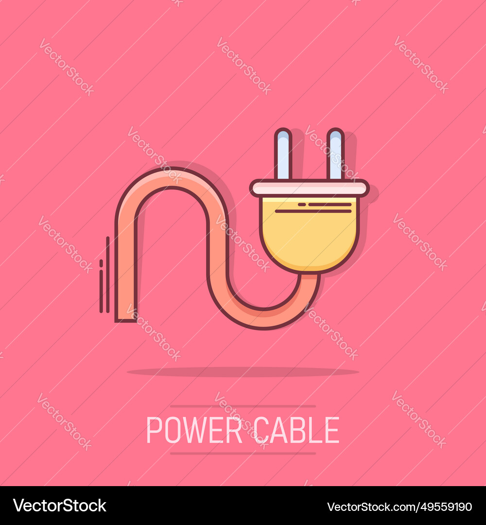 Cartoon electric plug icon in comic style power Vector Image