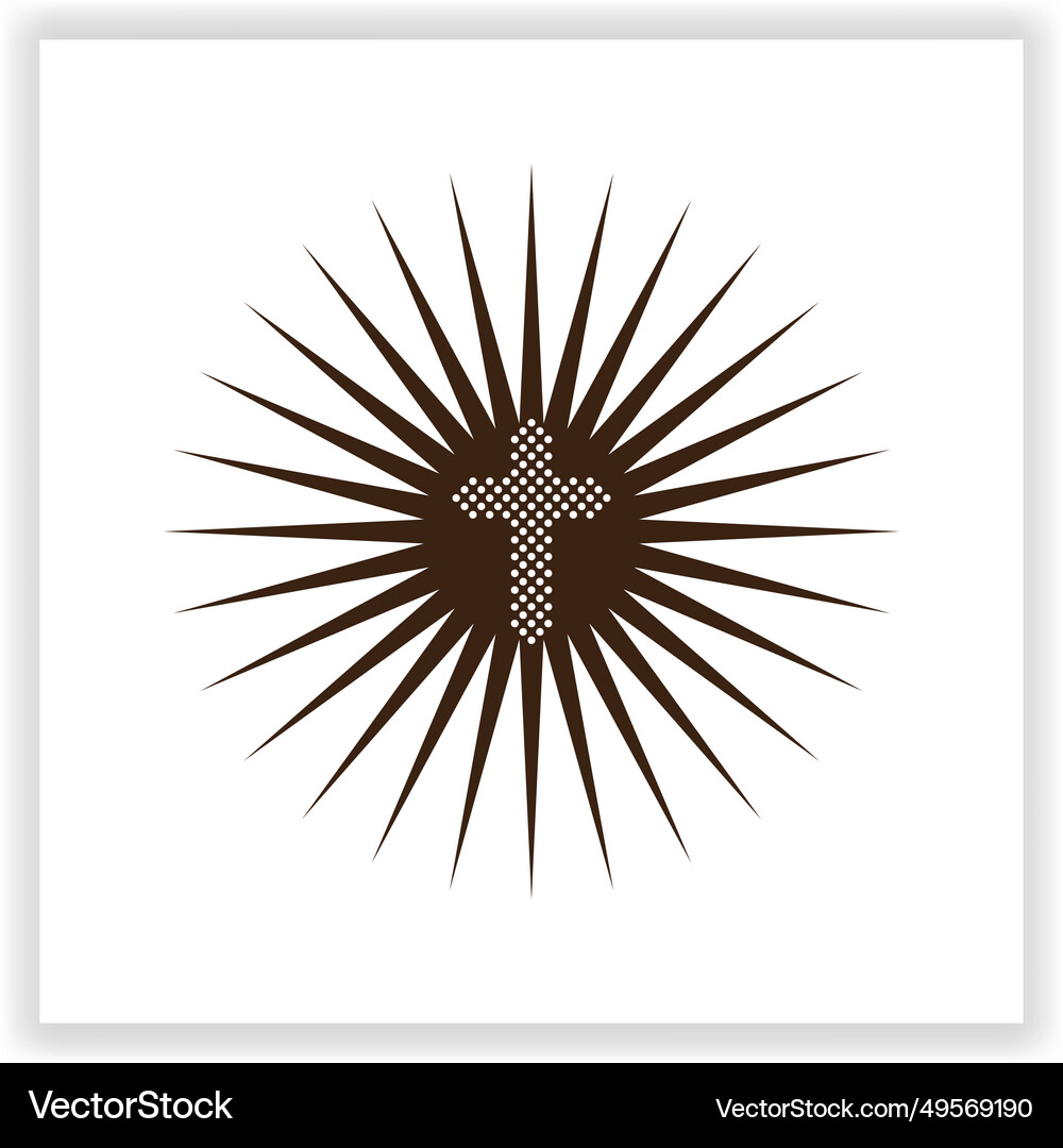 Cross and sun logo design template premium Vector Image
