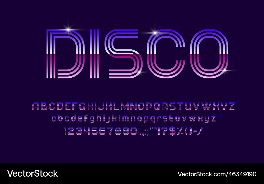 Disco dj music font type typeface modern alphabet Vector Image