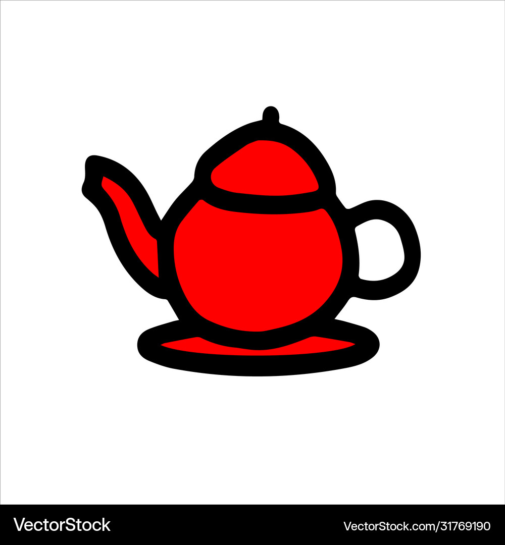 English teapot red color Royalty Free Vector Image