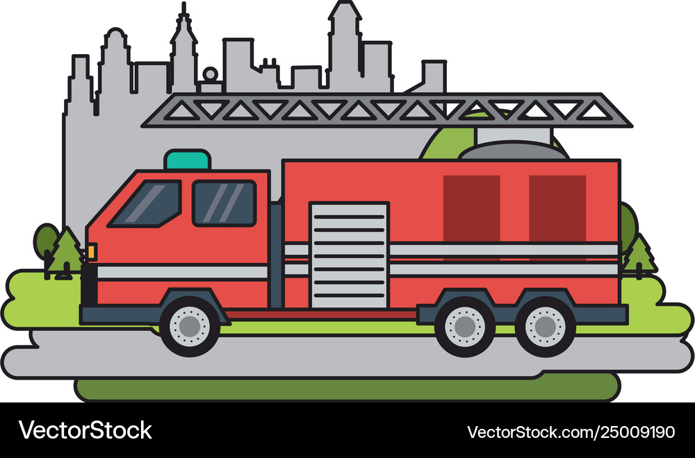Firetruck vehicle isolated Royalty Free Vector Image