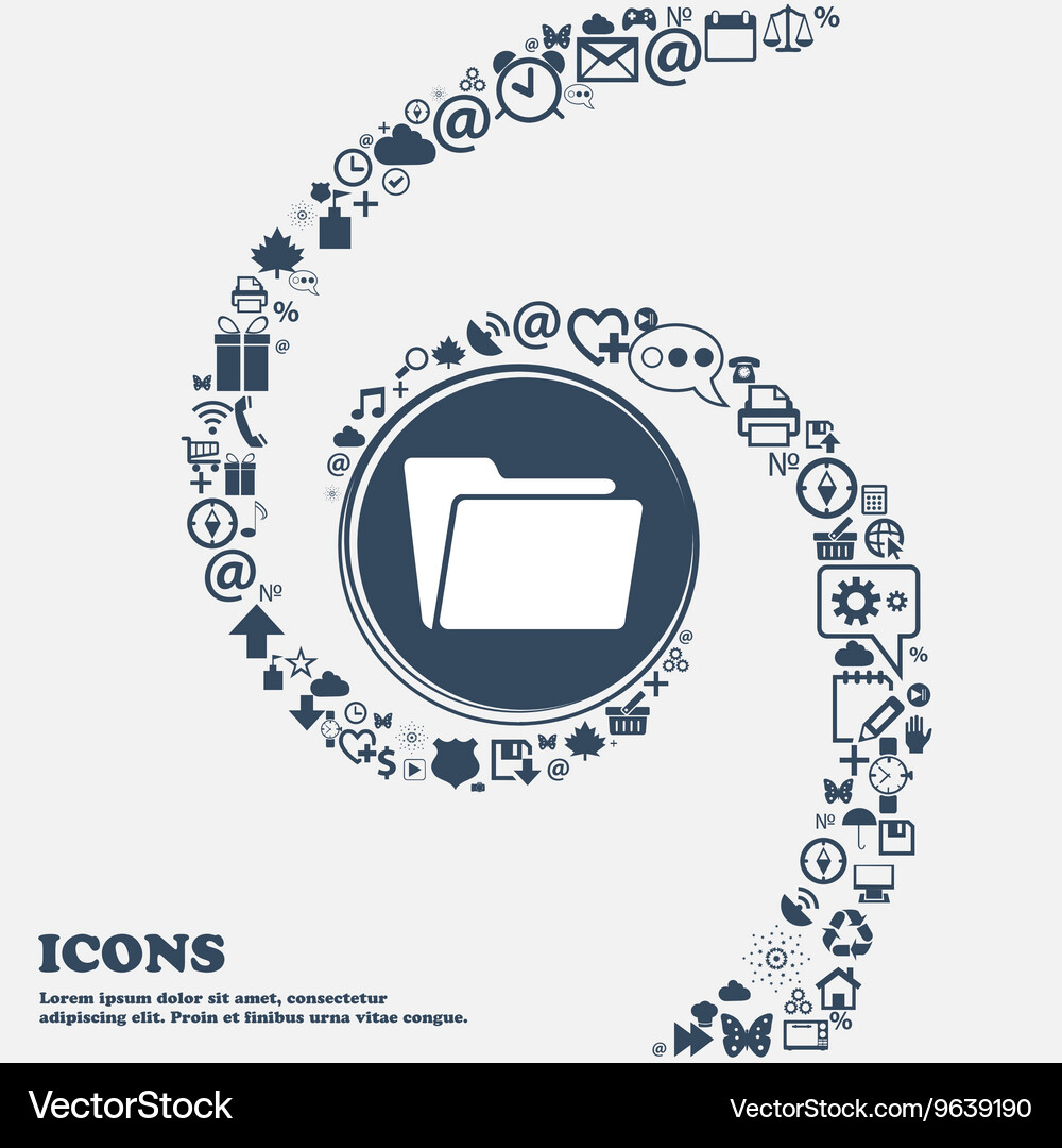 Folder icon in the center Around the many Vector Image