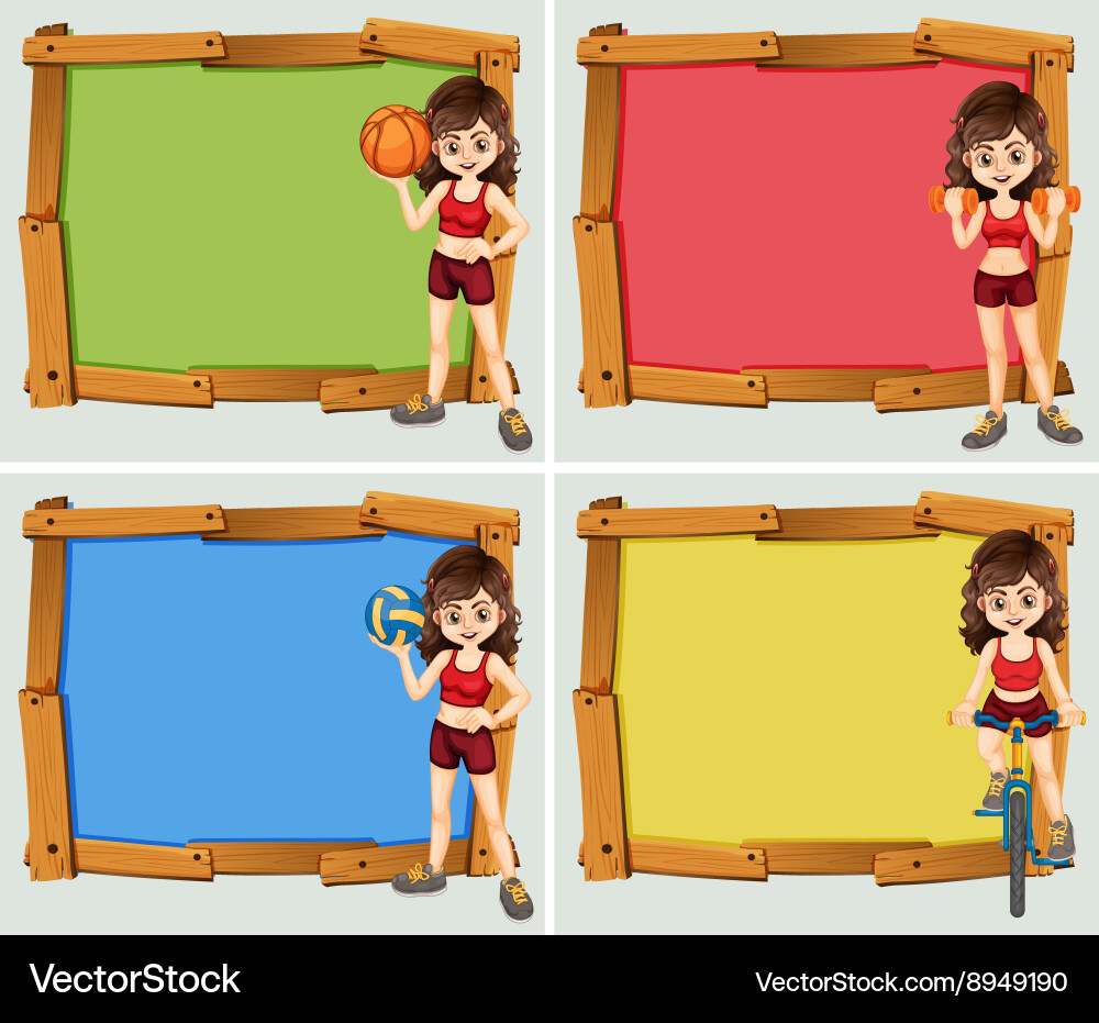 Frame design with woman athlete Royalty Free Vector Image