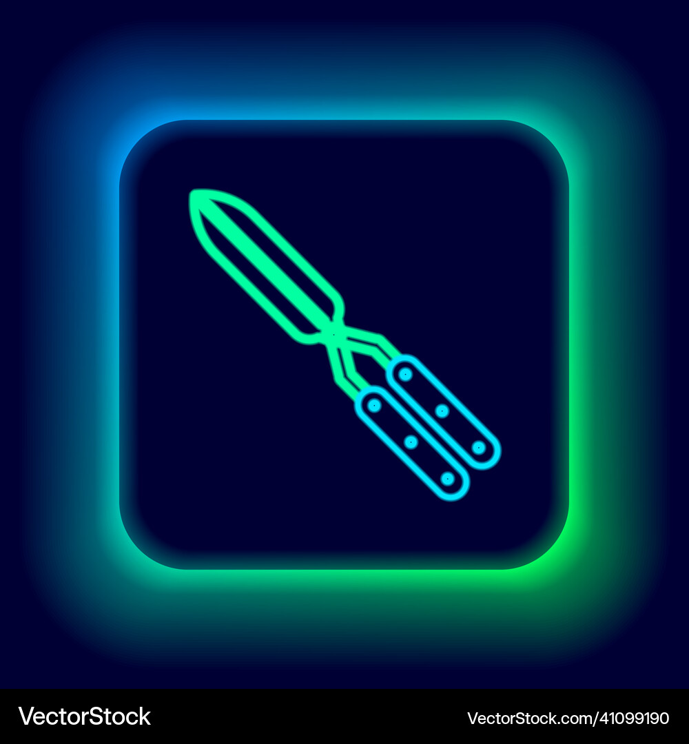 Glowing neon line gardening handmade scissors Vector Image