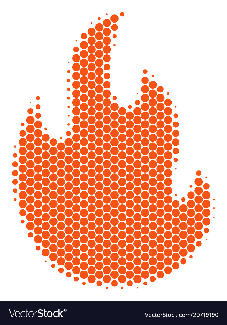 Halftone dot fire flame icon Royalty Free Vector Image