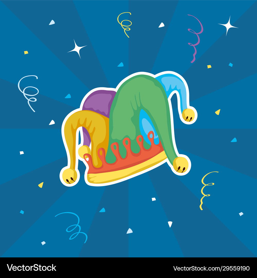 Happy april fools day card with buffoon hat Vector Image