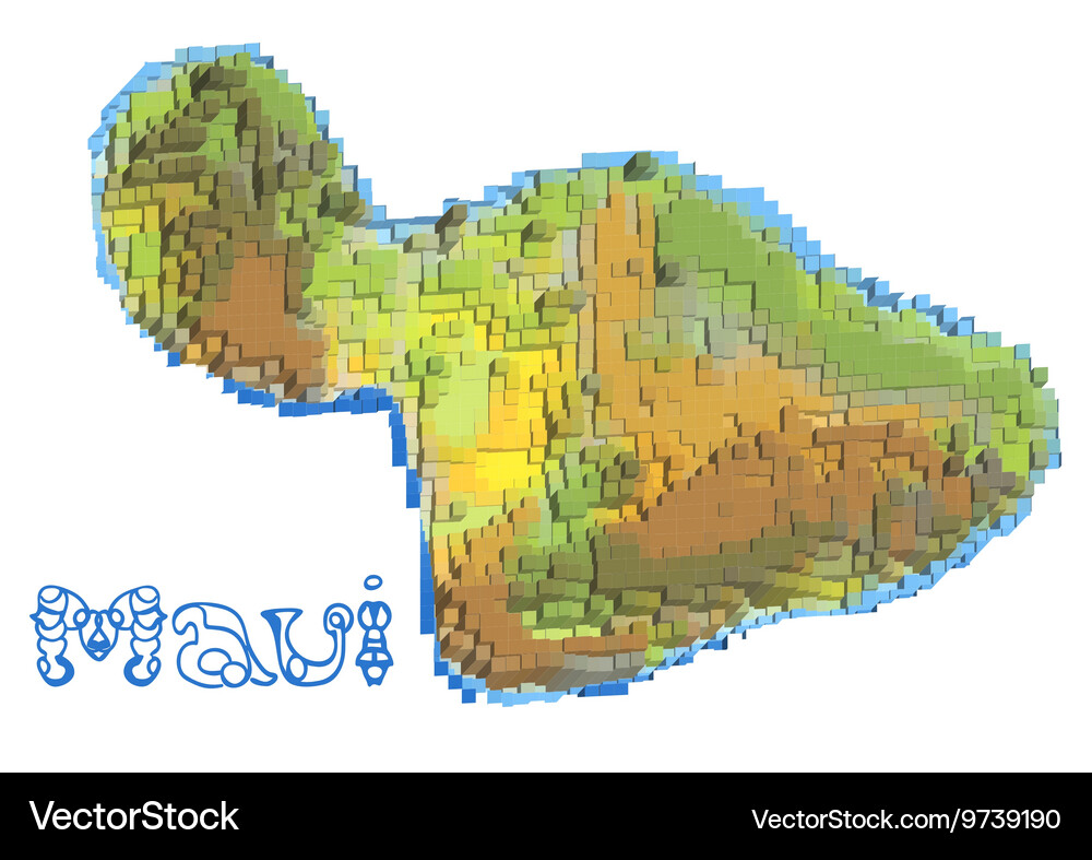 Maui Island Map - Abstract Terrain Royalty Free Vector Image