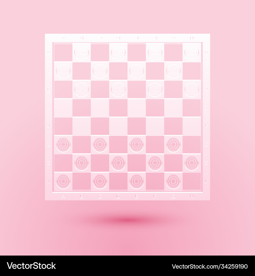 Paper cut board game checkers icon isolated Vector Image
