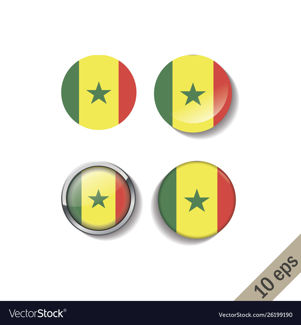 Set senegal flags round badges Royalty Free Vector Image