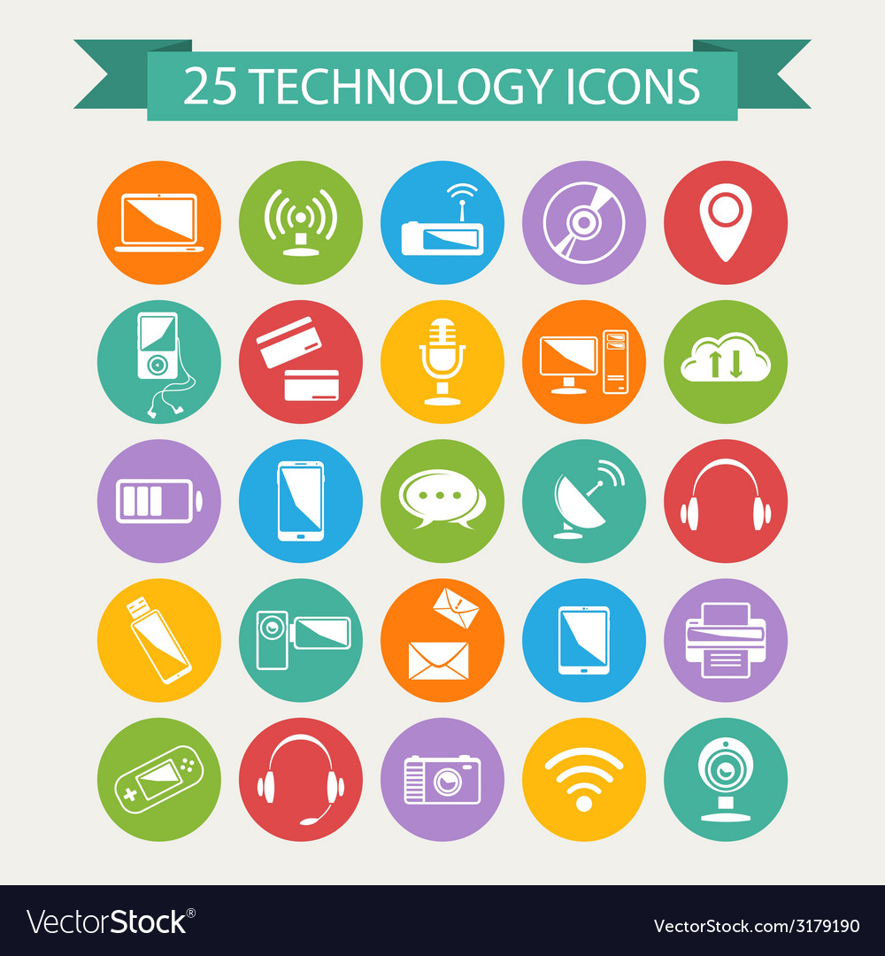Technology icons set Royalty Free Vector Image