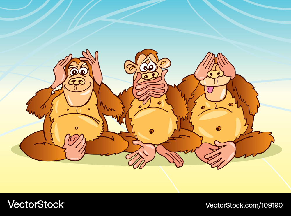 Three monkeys Royalty Free Vector Image - VectorStock