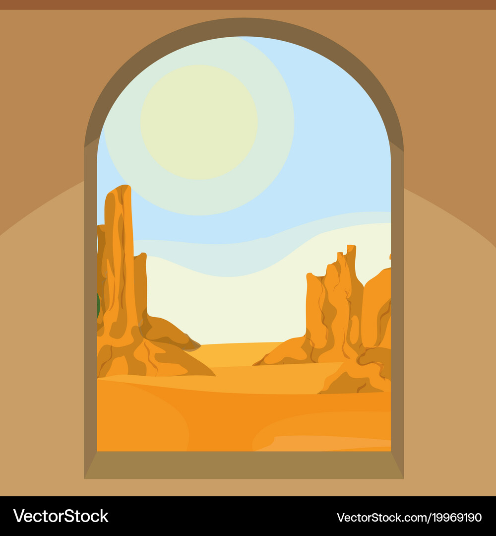 View of the desert from window Royalty Free Vector Image