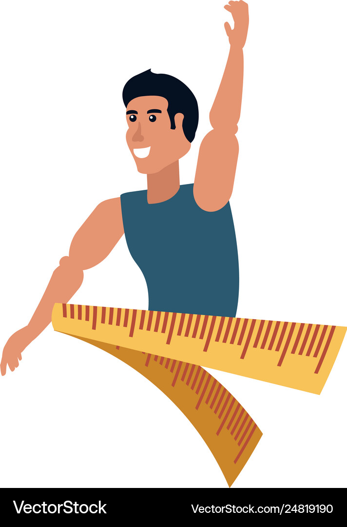 Young athletic man with measuring tape Royalty Free Vector