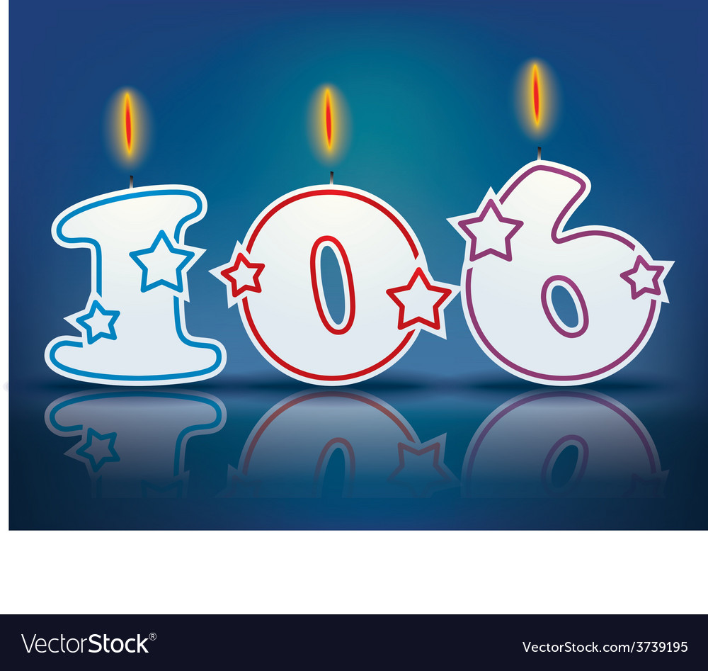 Birthday candle number 106 Royalty Free Vector Image