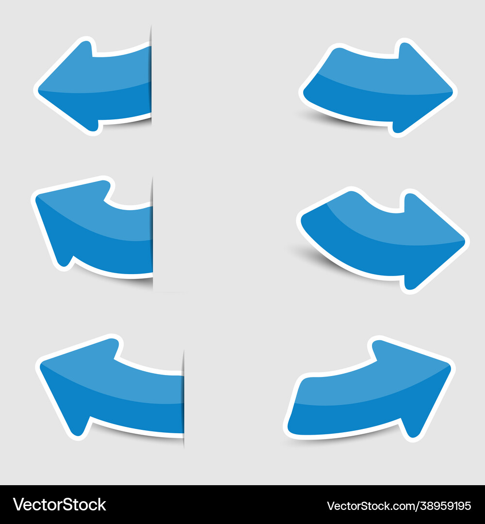 Blue arrow sticker paper on white background Vector Image
