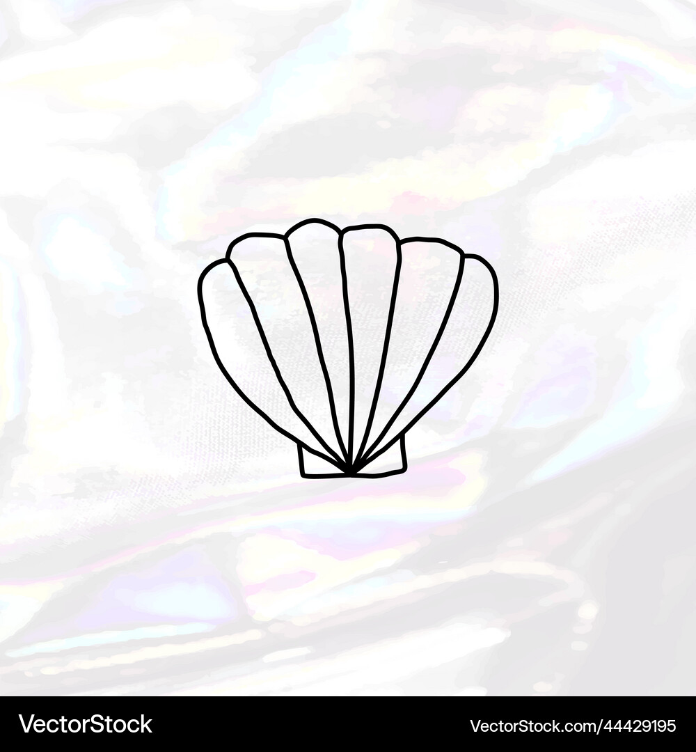 Doodle shell clamps on a white holographic Vector Image