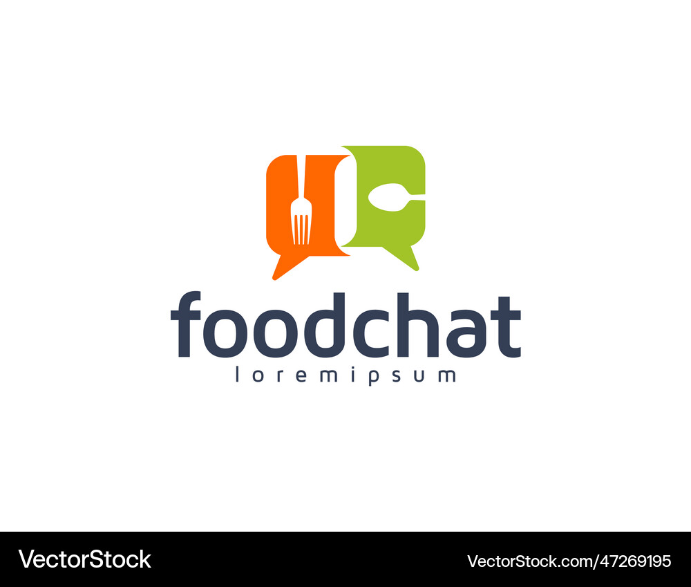 Food logo with chat or message conversation Vector Image