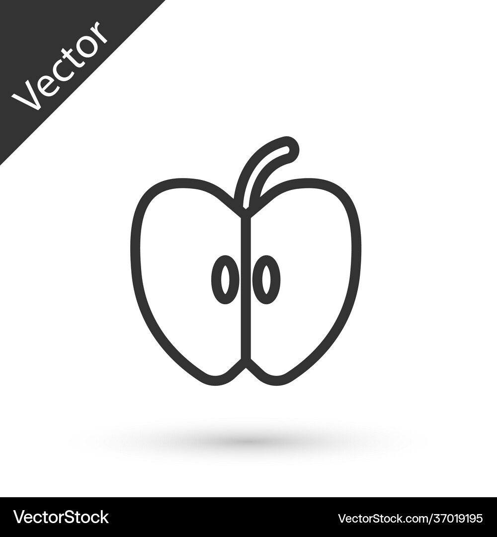 Grey line apple icon isolated on white background Vector Image