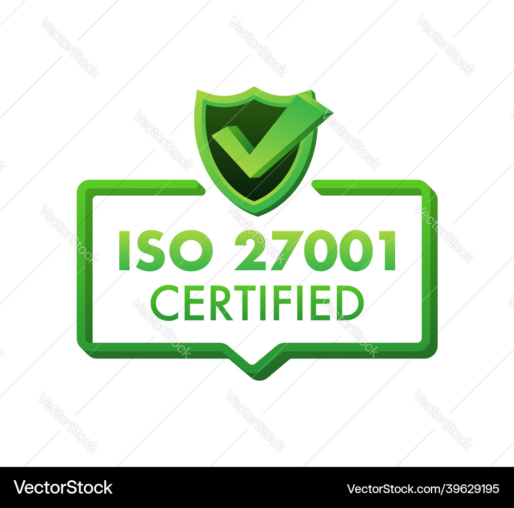 Iso 27001 certified badge icon certification Vector Image