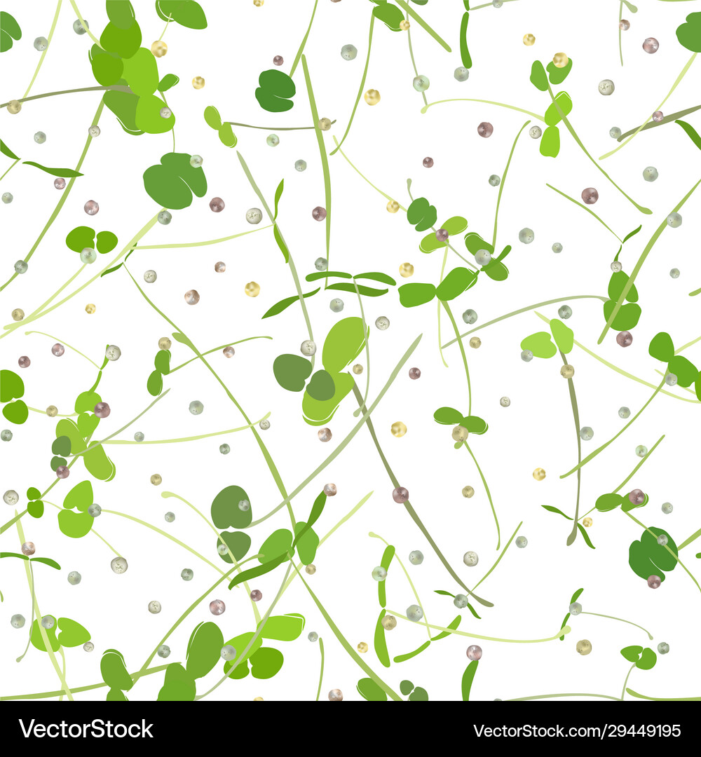Seamless background young leaves seedlings Vector Image