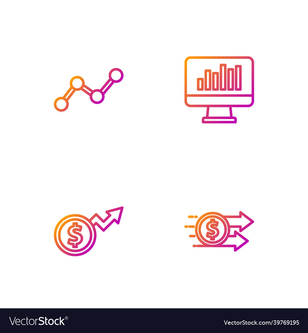 Set line financial growth dollar graph chart Vector Image Set line financial growth dollar graph chart Vector Image