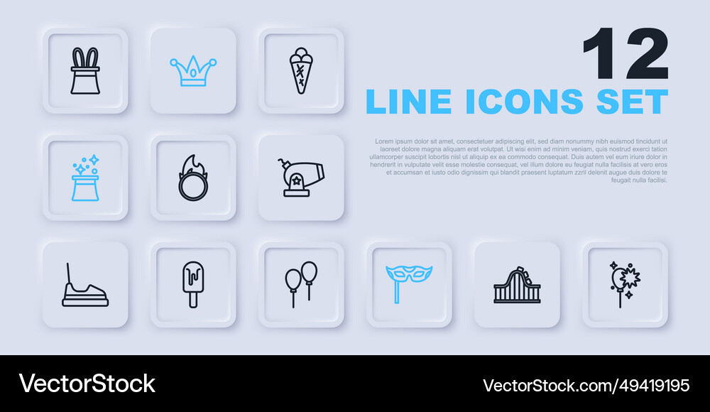 Set line roller coaster balloons with ribbon Vector Image