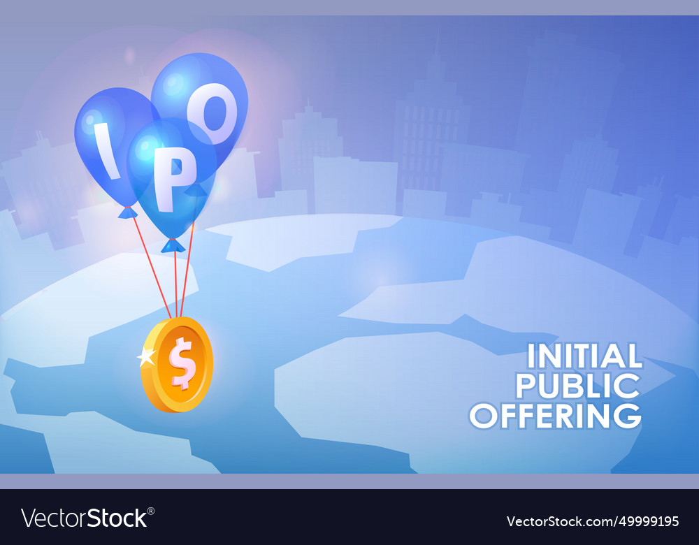 Three blue ipo balloons Royalty Free Vector Image