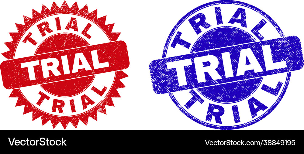 Trial round and rosette watermarks with scratched Vector Image